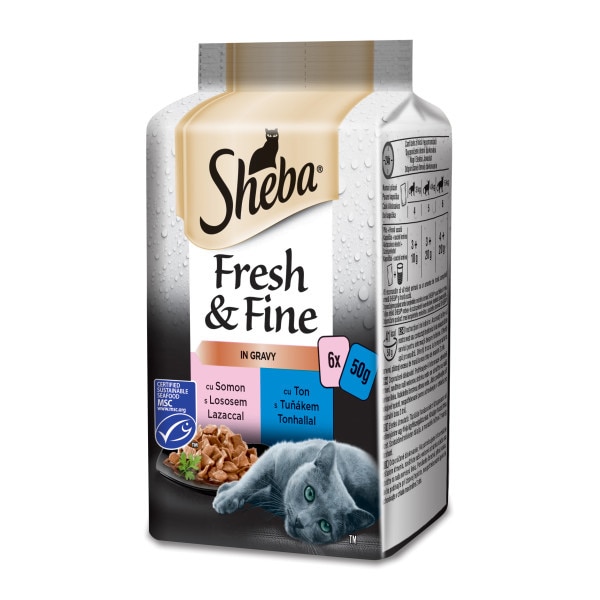 Sheba Mini пакетирана котешка храна със селекция риба, 6x50гр - eMAG.bg