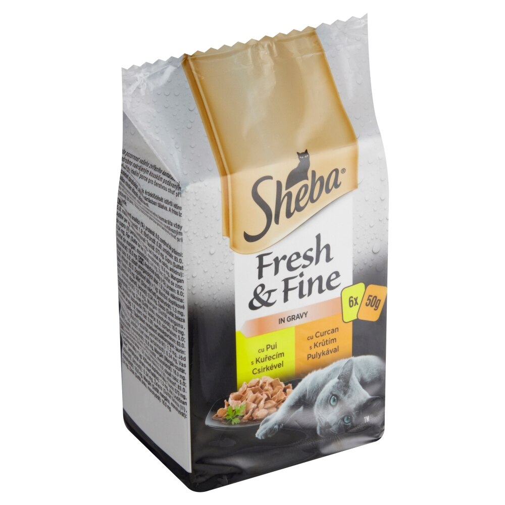 Пакетирана котешка храна Sheba Mini с избор на крилца, 6x50гр - eMAG.bg