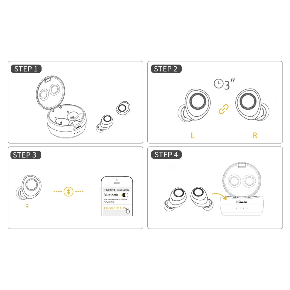 Elecder D11 vezeték nélküli fülhallgató, Bluetooth 5.0, sztereó HI-FI ...