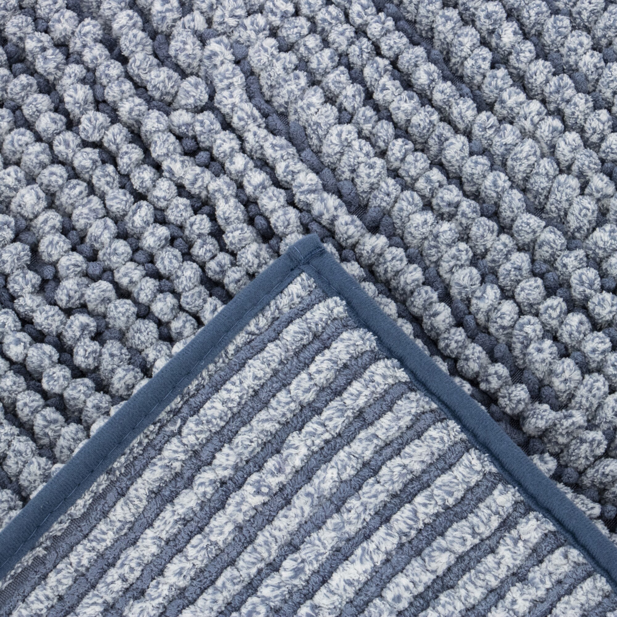 Постелка за баня Kring Deep Stripe, 1600 гр/м2, 50x80 см, Син - eMAG.bg