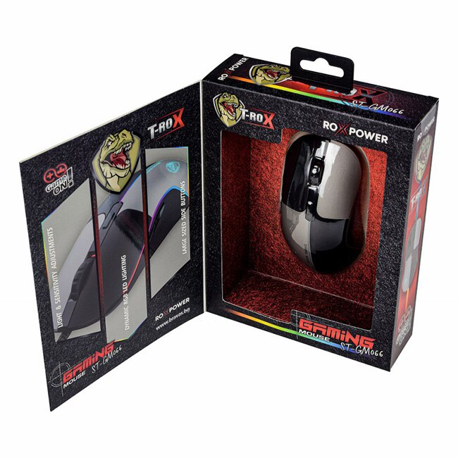Mouse gaming Roxpower T-Rox Stgm066, Rgb, 6400 DPI, 7 butoane, negru ...