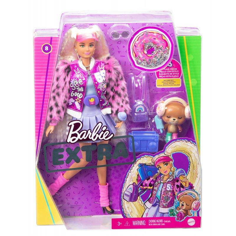 Papusa Barbie Extra, par mov, accesorii premium si catel, 30cm, 3 ani+ ...