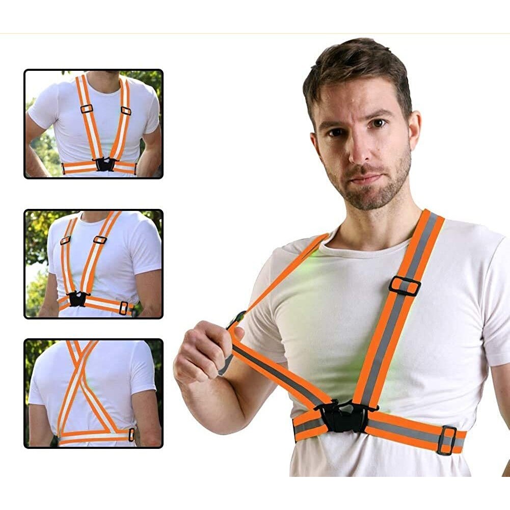 Ham reflectorizant reglabil, material elastic, banda 4cm, portocaliu ...