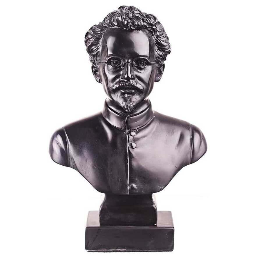 Statueta, bustul, comunist sovietic Leon Trotki, piatra, 16 cm, negru ...