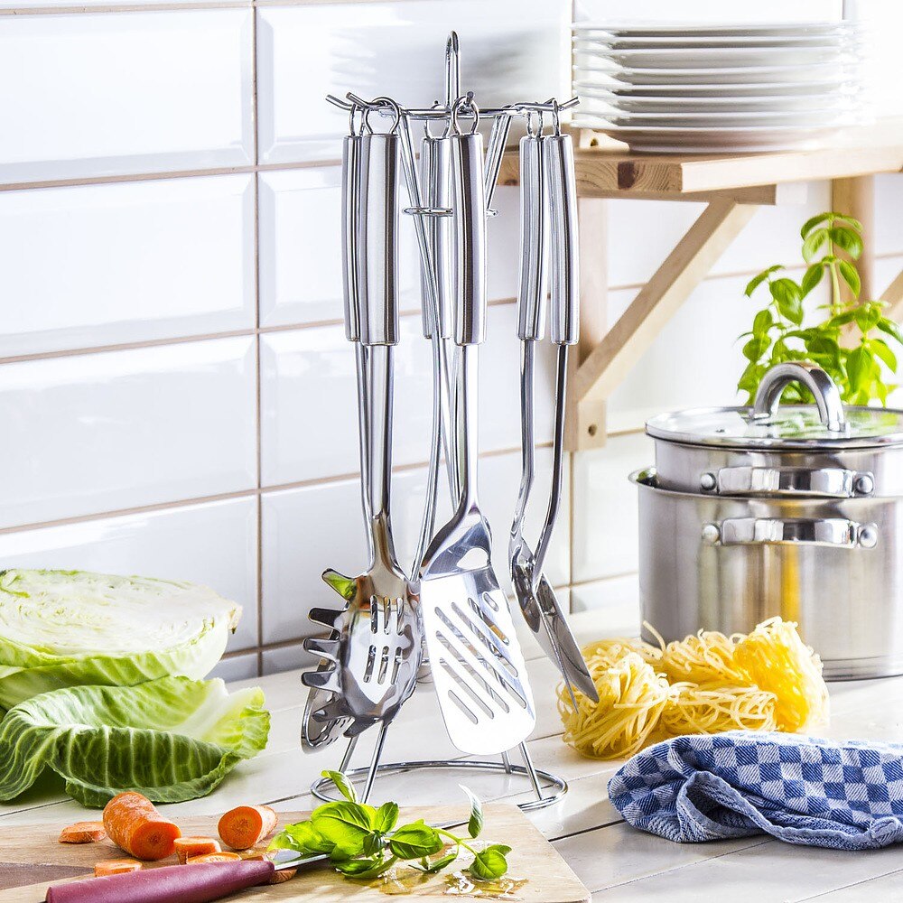 Set 6 ustensile pentru bucatarie Tadar, Otel inoxidabil, Argintiu - eMAG.ro
