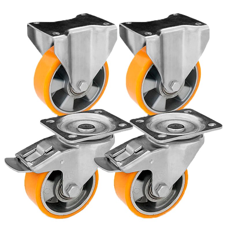 Set de 2 roti pivotante cu frane si 2x bena fixa de poliuretan 2xTPMKPM ...