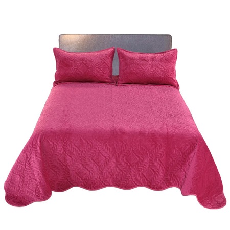 Set cuvertura pentru pat, matlasata, 3 piese, 220x240cm, culoarea Somon ...