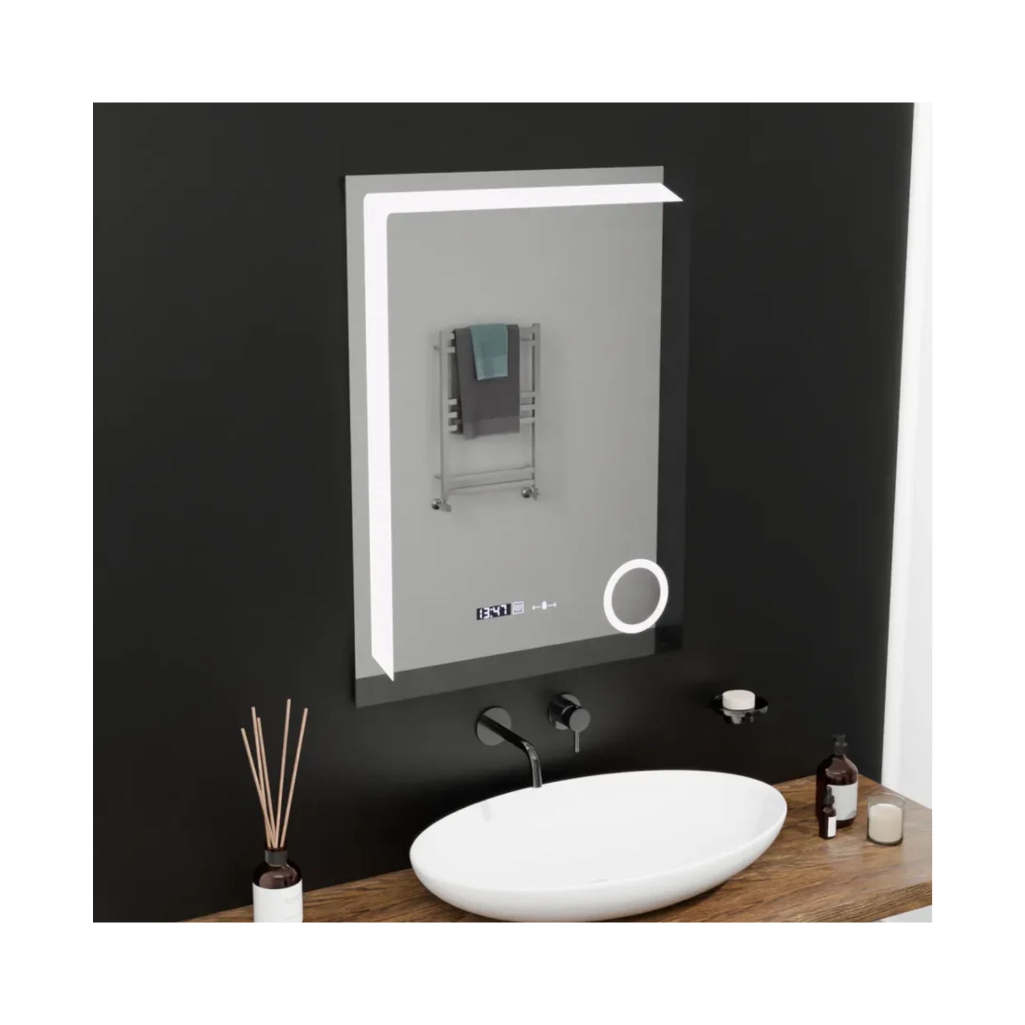 Oglinda pentru baie cu iluminare LED 60x80 cm, LUPA, 3 tipuri de lumini ...