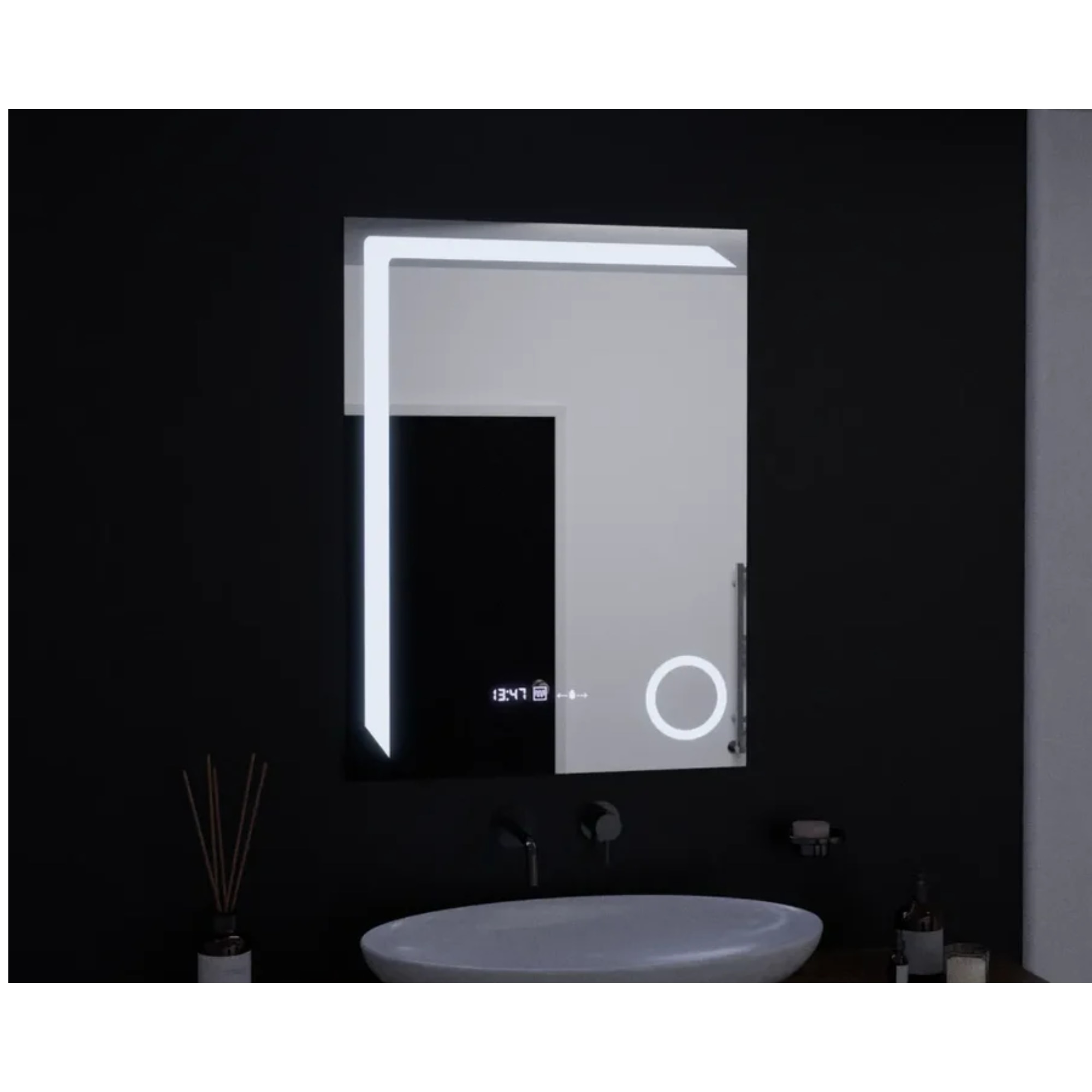 Oglinda pentru baie cu iluminare LED 60x80 cm, LUPA, 3 tipuri de lumini ...