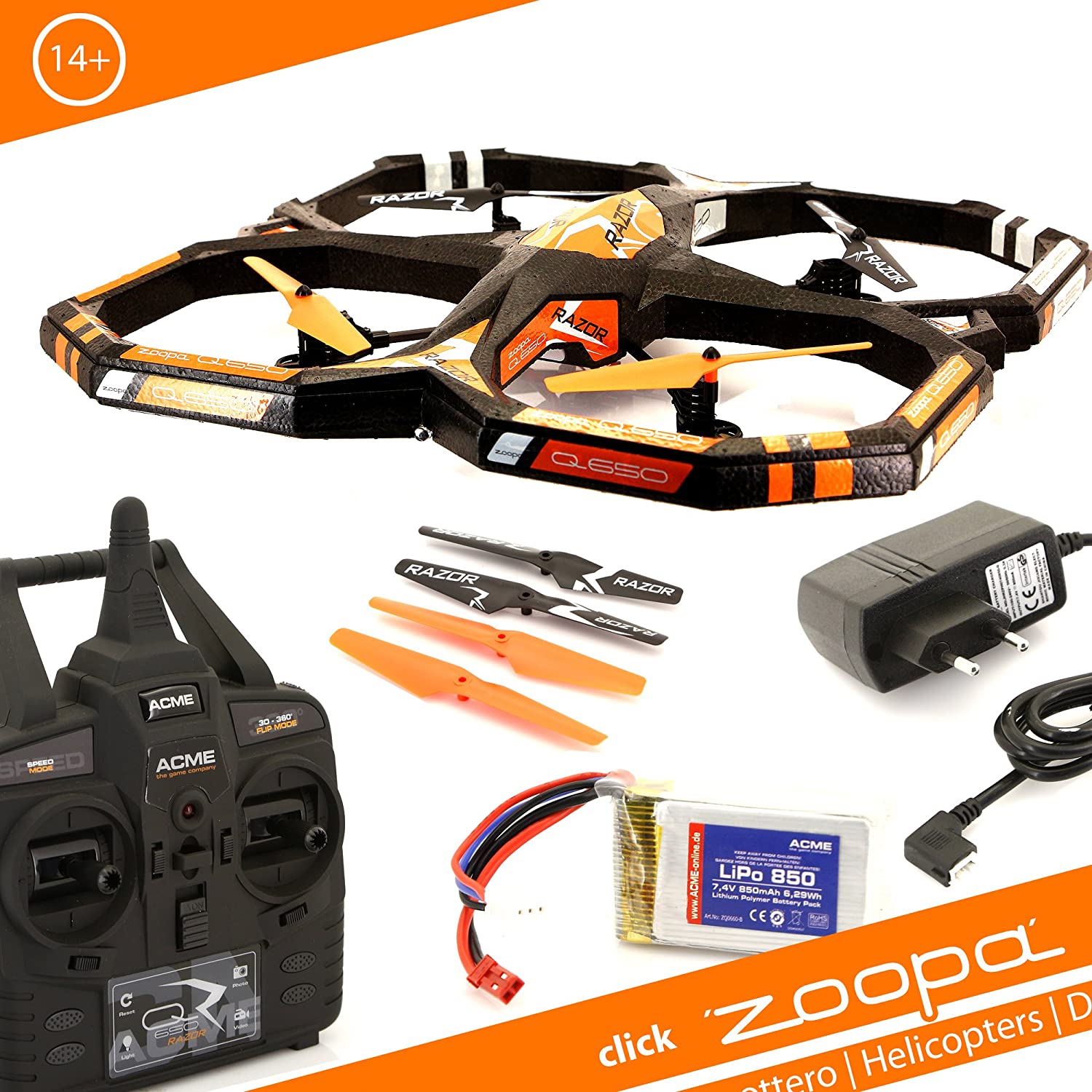 Drona Acme zoopa Q650 RAZOR, Quadro 2.4GHz, 150 M - eMAG.ro