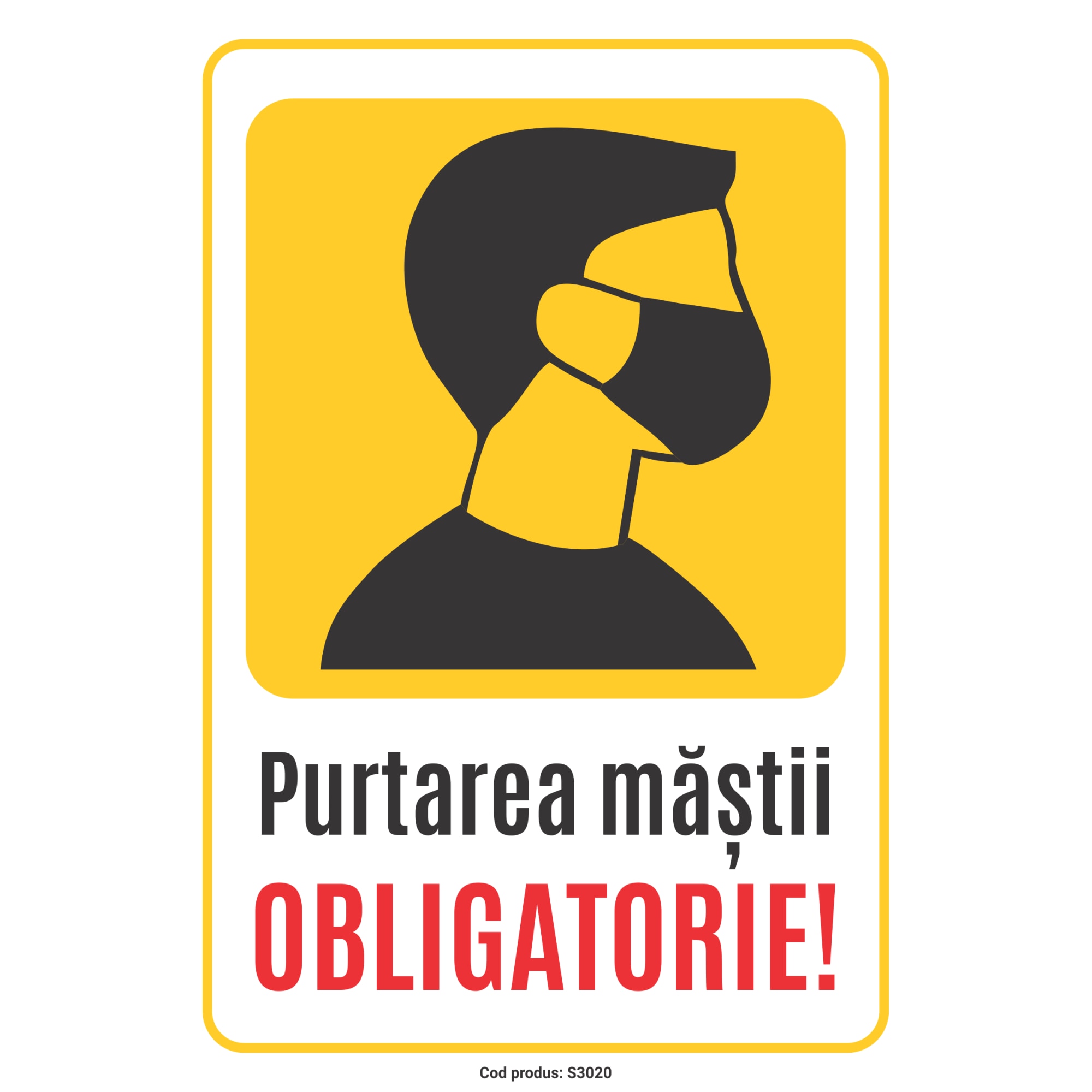 Indicator De Avertizare Purtare Masca Obligatorie S3020, 140x200mm ...