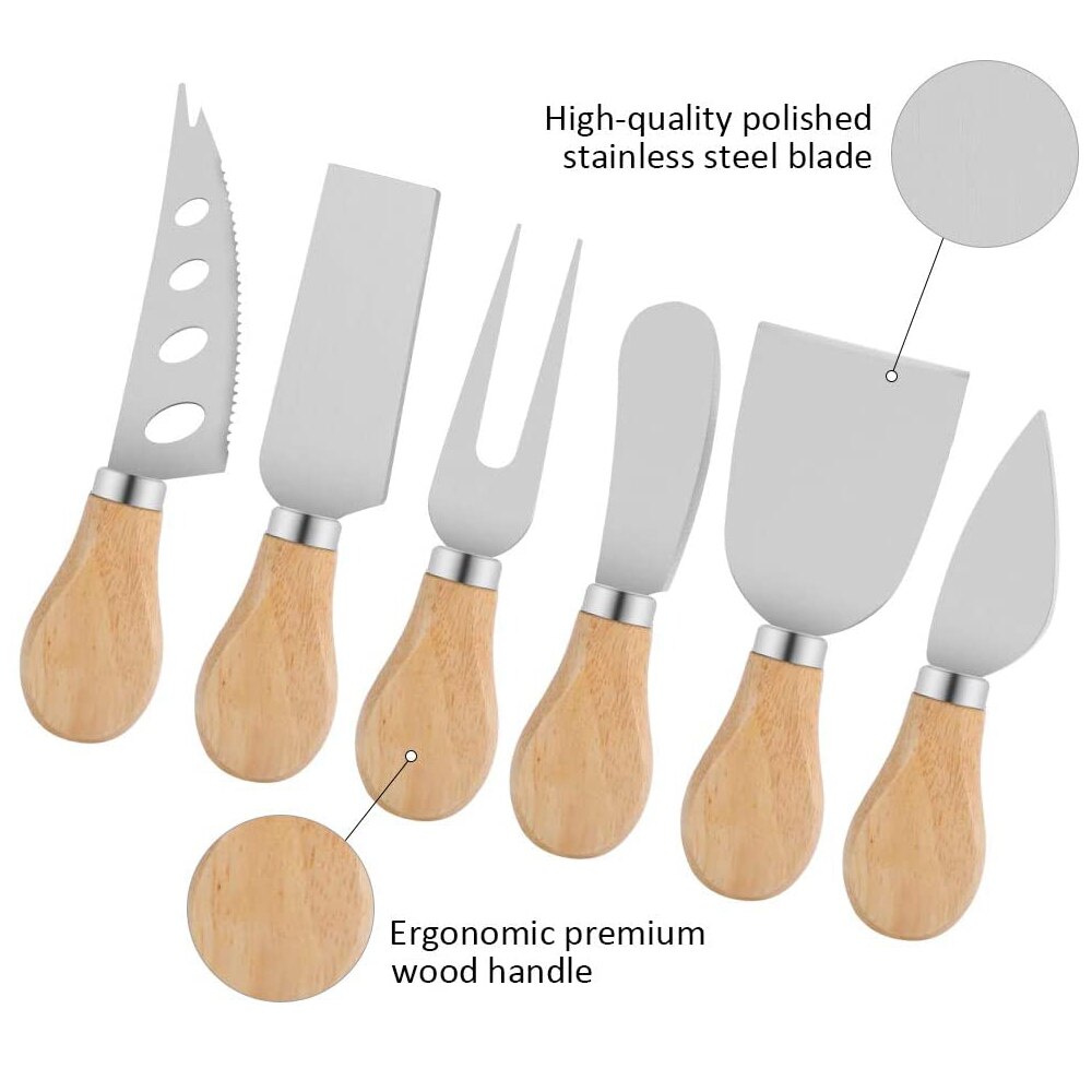 Set 6 cutite branza, awwaline, maner din bambus - eMAG.ro