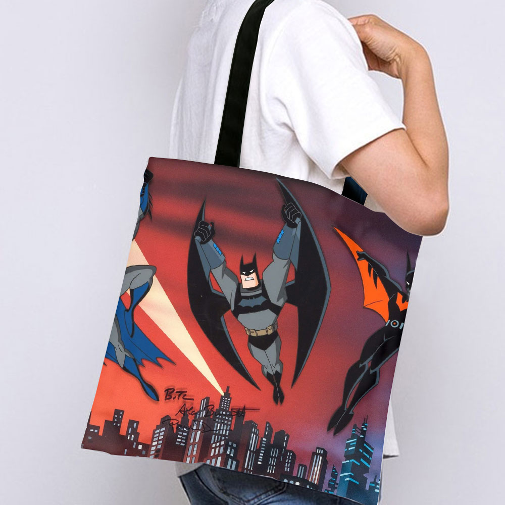 Geanta Tote Bag Art Star, Batman si semnul lui, Model Multicolor, 40 x ...