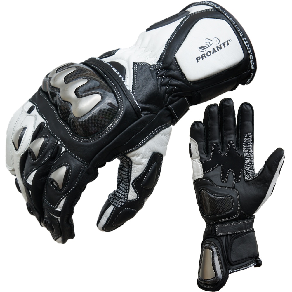 Manusi moto, Racing Pro, Proanti, Piele, L, Alb/Negru - eMAG.ro