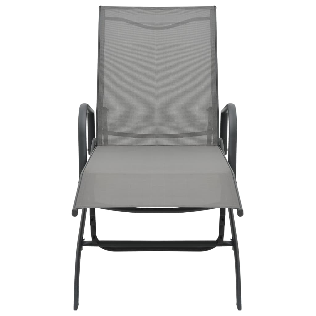 Sezlong de gradina, vidaXL, Metal/Textilena, 200 x 58 x 32 cm, Gri ...