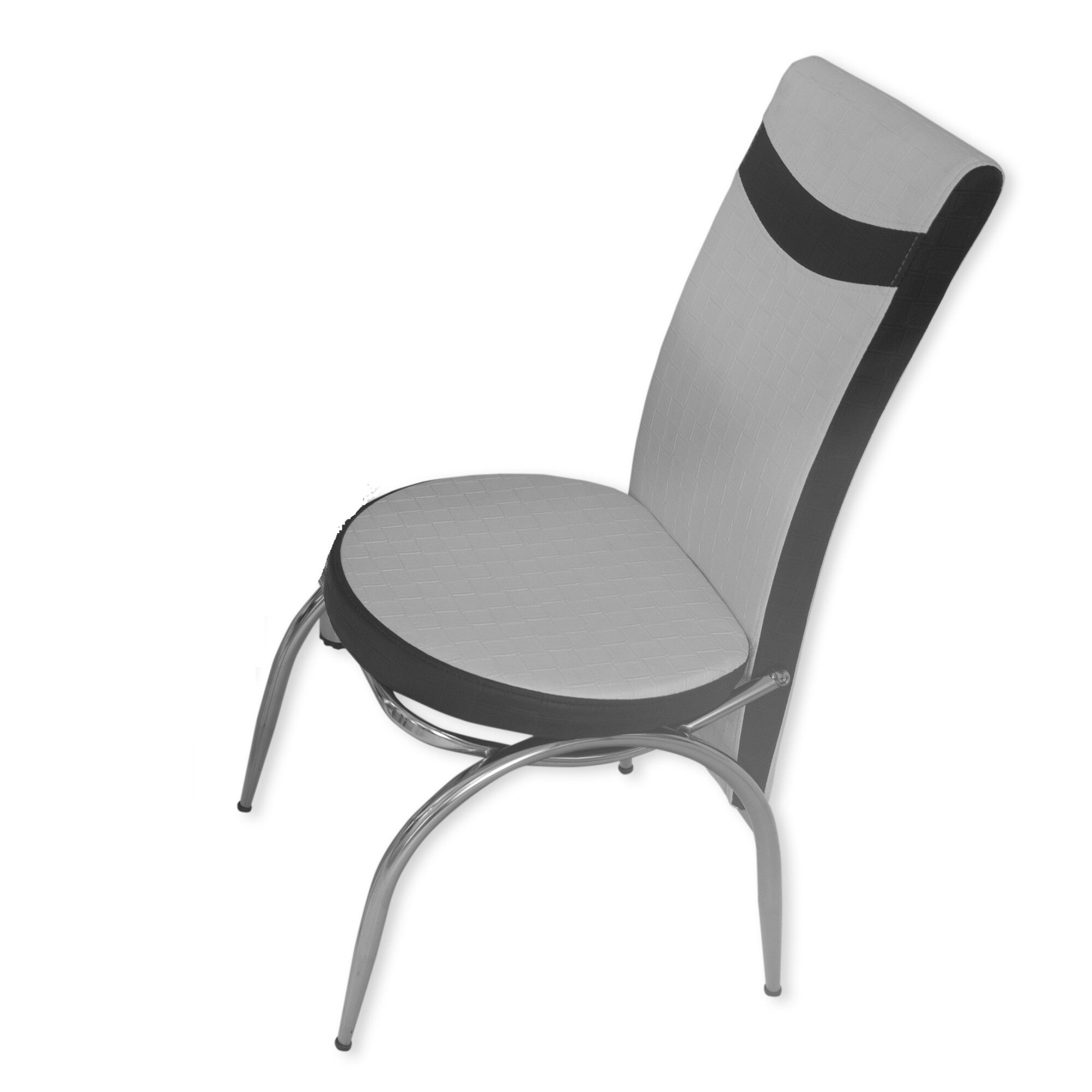 Set masa fixa Bronze Deco Alb cu 4 scaune din piele ecologica, picioare ...