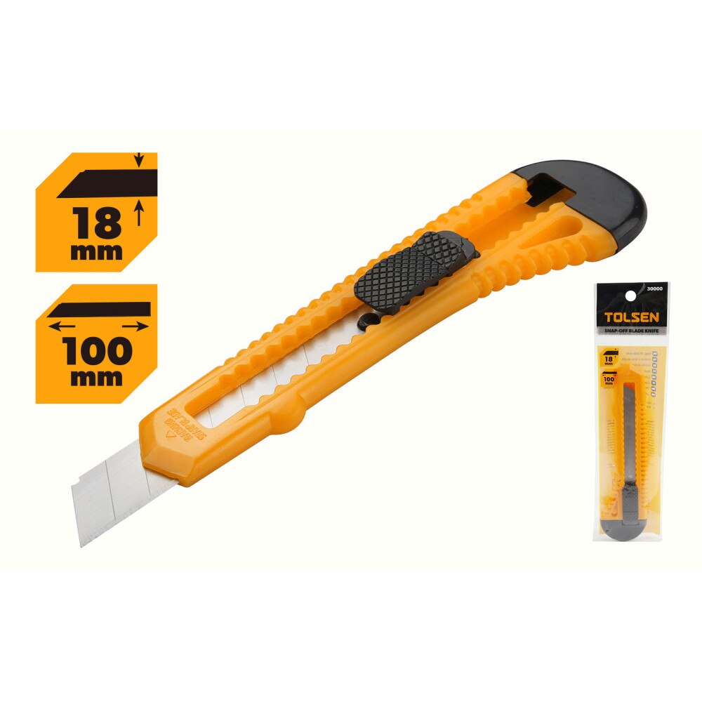 Cutter cu lama cu clic 18x100 mm plastic, Tolsen - eMAG.ro