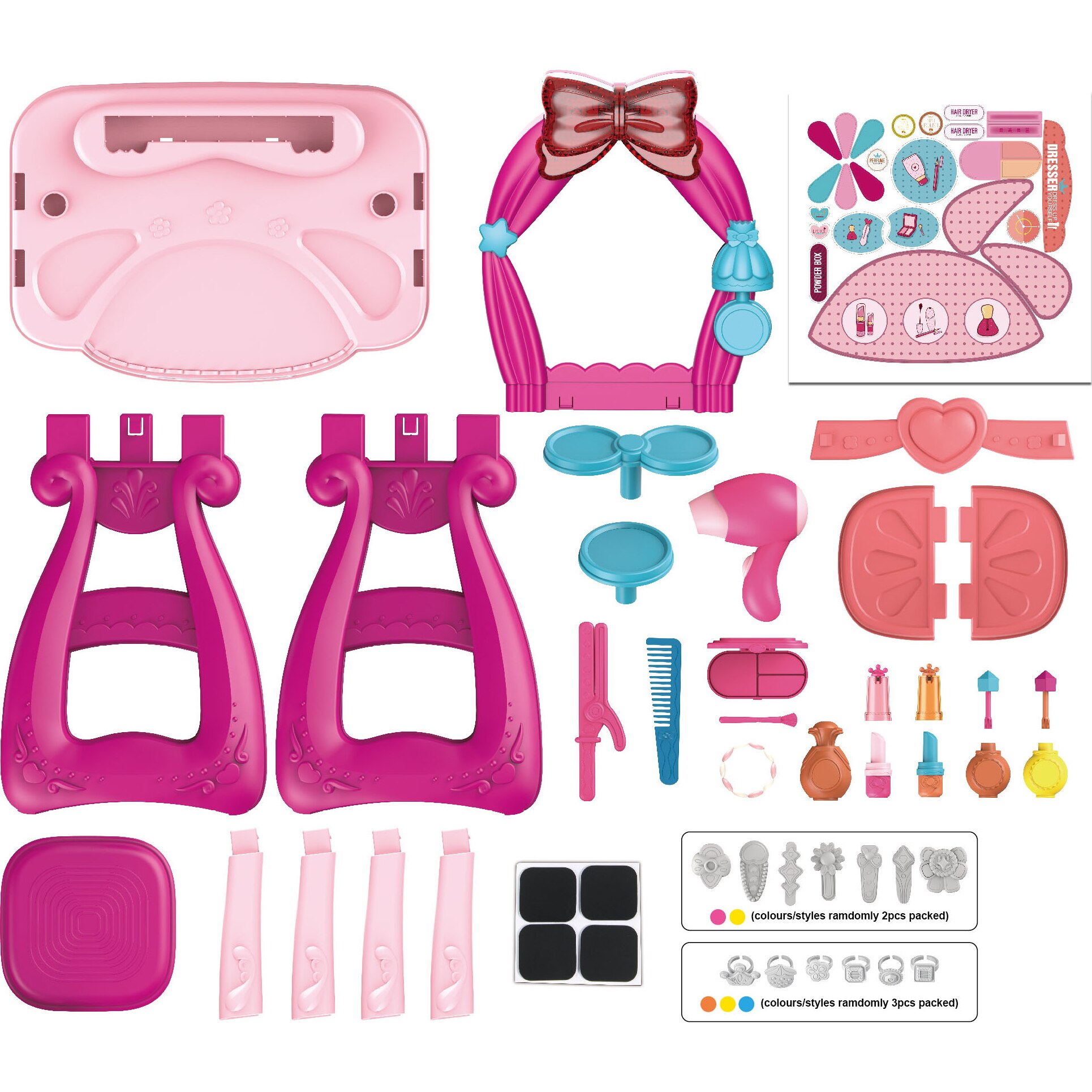 Masuta Mappy Make-up Desk cu oglinda, accesorii, lumini si sunet, 36 ...