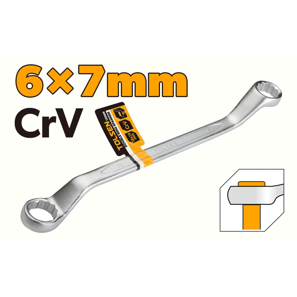 Cheie inelara dubla Cr-V 6x7 mm, Tolsen - eMAG.ro