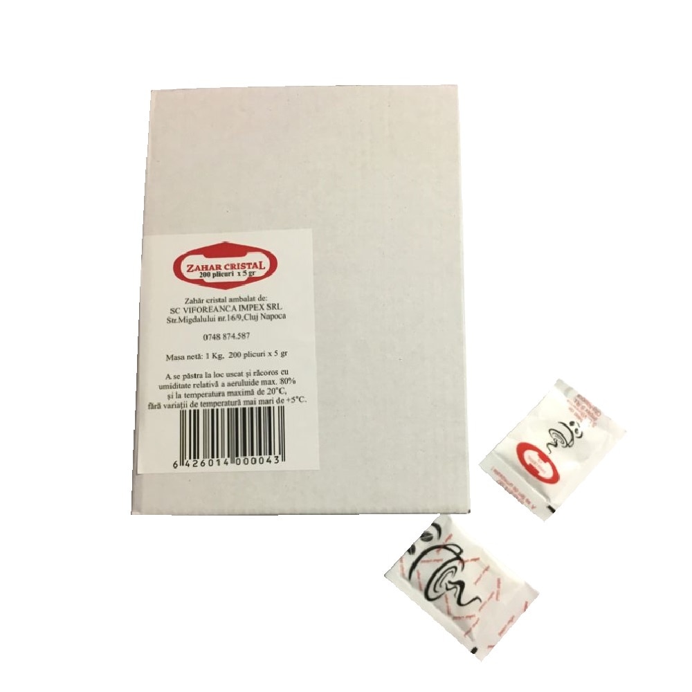 Zahar Alb 5g, 200 Pliculete, Ambalat in Cutie de Carton - eMAG.ro