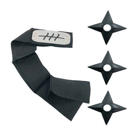 Set Bandana Naruto, Simbolul Primaverii, Scratch, 90 cm si 3 Shuriken ...