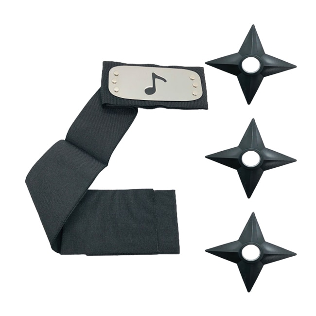 Set Bandana Naruto, Simbolul Sunetului, 90 cm si 3 Shuriken Ninja din ...