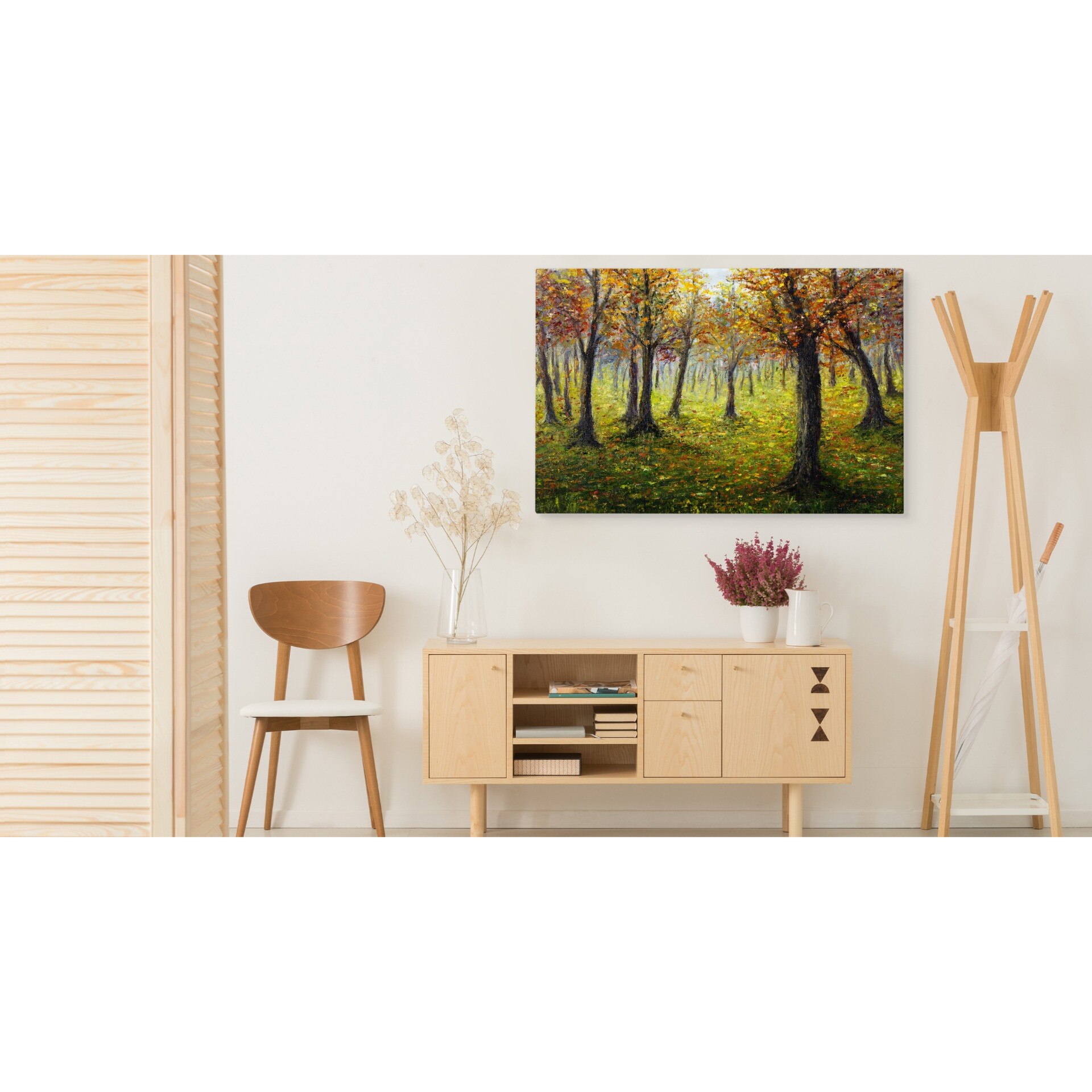 Tablou pentru Hol COPACI Padure Natura Peisaj 3D 100cm x 70cm Toamna ...