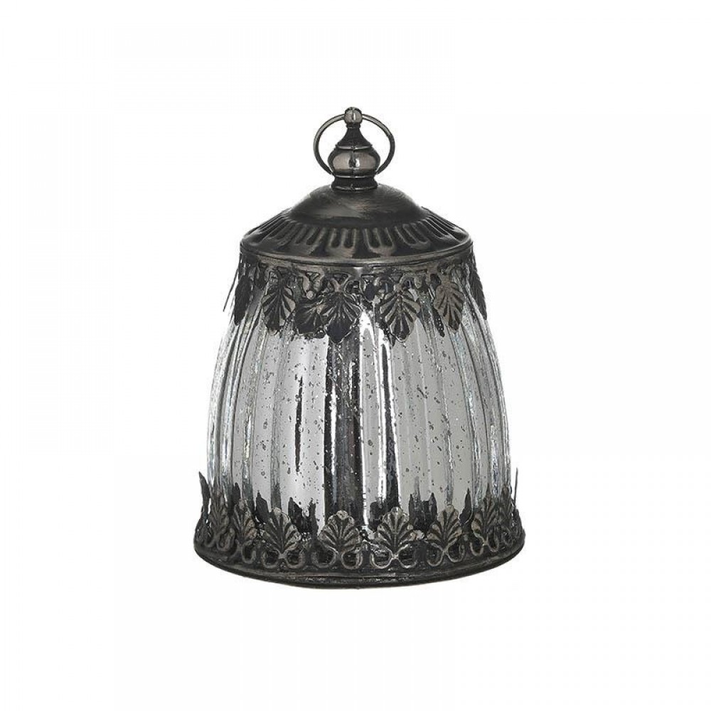 Felinar cu LED din sticla si metal, argintiu, 7x12 cm - eMAG.ro