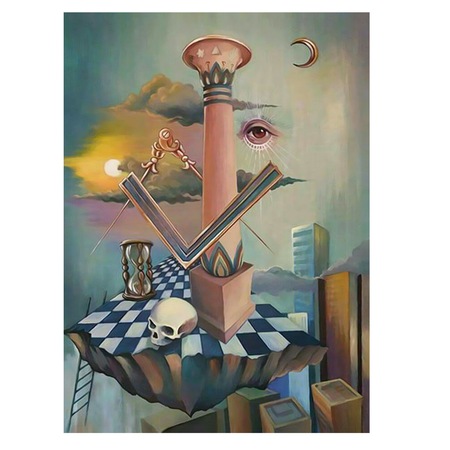 Tablou masonic - canvas, echerul si compasul, 40 x 30 cm - eMAG.ro