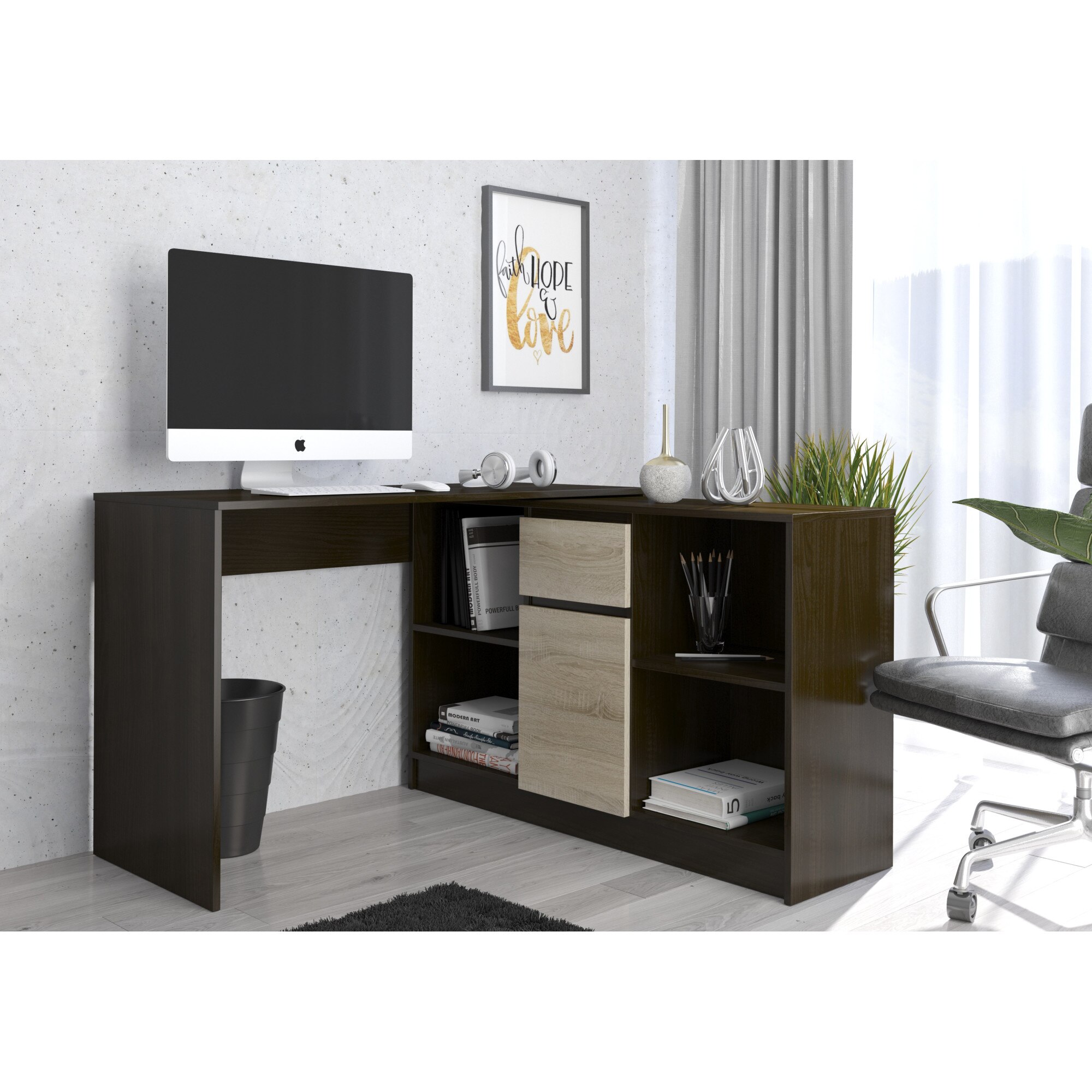 Birou, PVC, N-14 WENGE MIX SONOMA, 78x120x120 - eMAG.ro