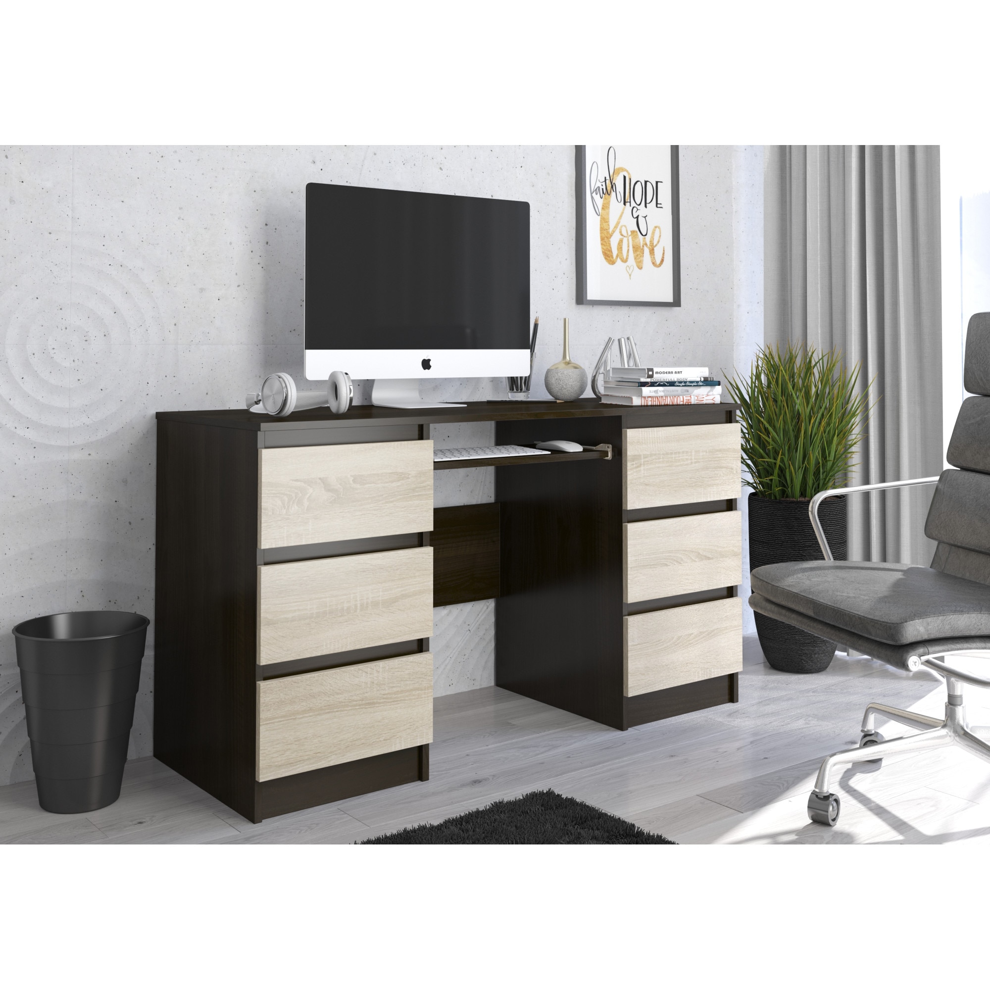 Birou, Pvc, N-32 wenge mix sonoma, 77x50x140 - eMAG.ro