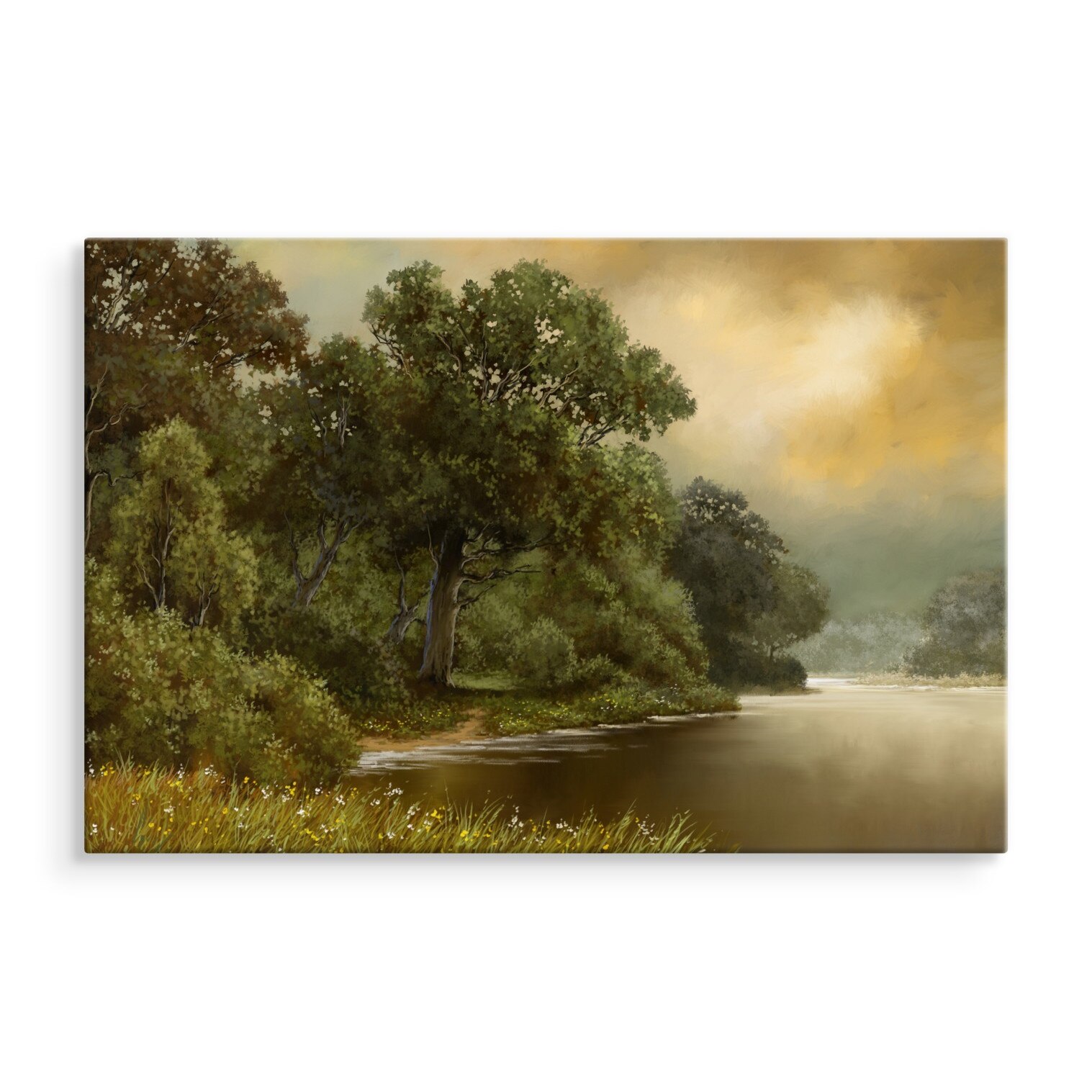 Tablou pentru Dormitor PADURE Rau Copaci Natura 100cm x 70cm Flori ...