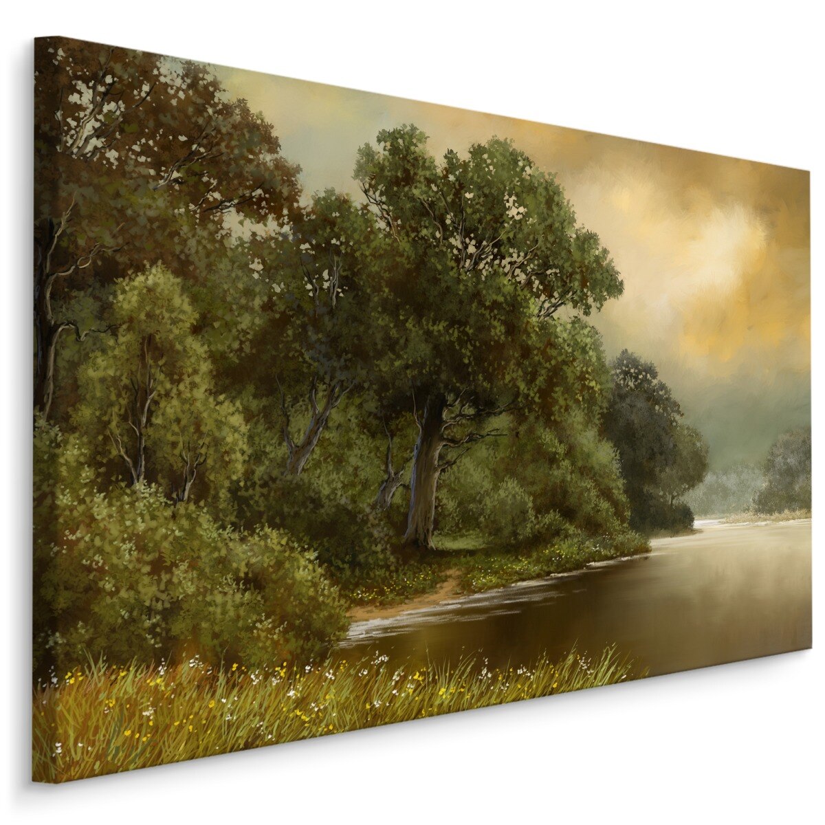 Tablou pentru Dormitor PADURE Rau Copaci Natura 100cm x 70cm Flori ...