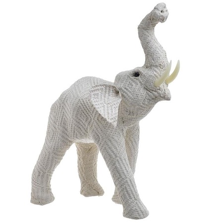Decoratiune elefant, din textil, alb-crem, 30x12x34 cm - eMAG.ro