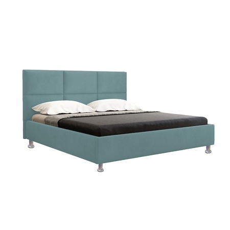 Pat tapitat Soul Verde Menta, MobAmbient, cu tablie inalta din catifea ...