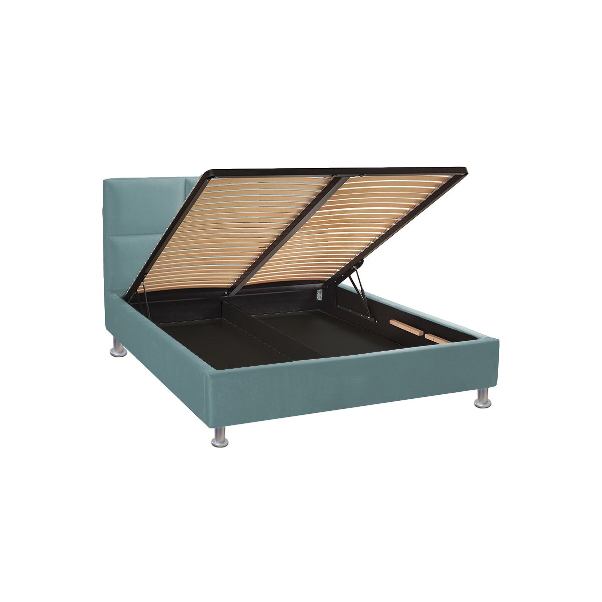 Pat tapitat Soul Verde Menta, MobAmbient, cu tablie inalta din catifea ...