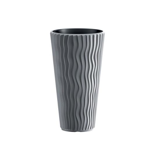 Ghiveci decorativ de flori, rotund, inalt, gri, 29.7x53.1 cm, Sandy ...