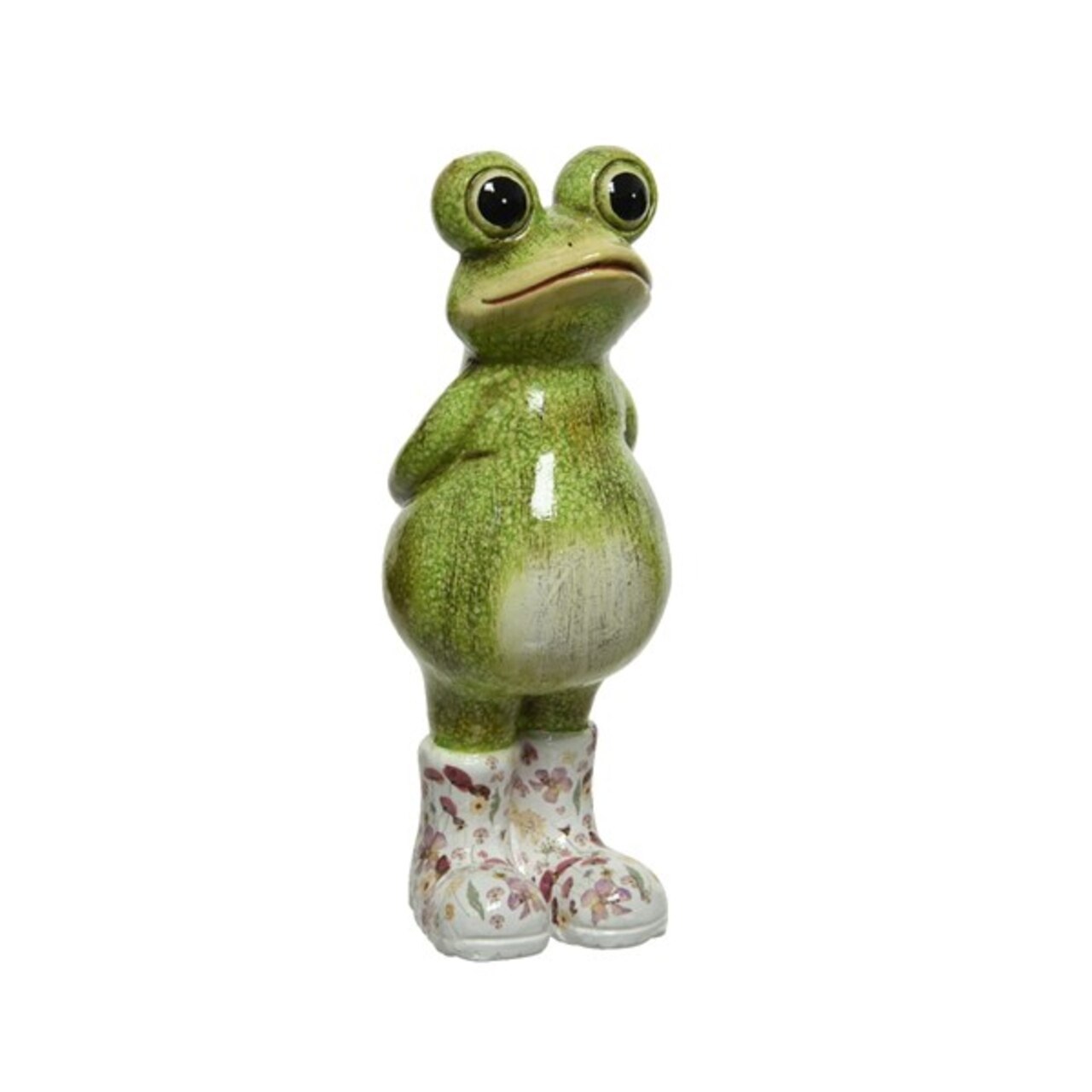 Декоративен аксесоар Decoris Frog, 8.6 x 11 x 24.5 см, Теракот, Зелен ...
