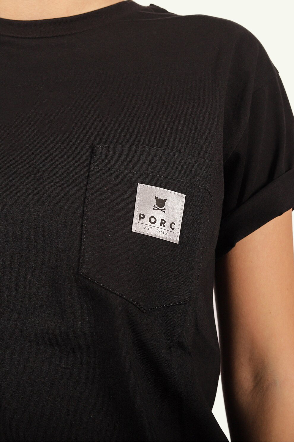 PORC, Tricou unisex cu aplicatie logo, Negru, L - eMAG.ro