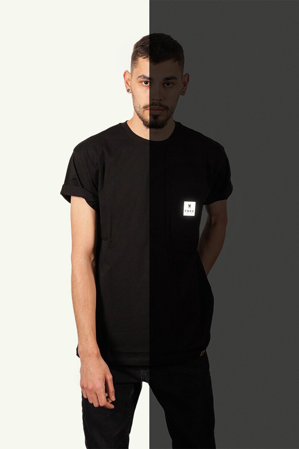 PORC, Tricou unisex cu aplicatie logo, Negru, L - eMAG.ro