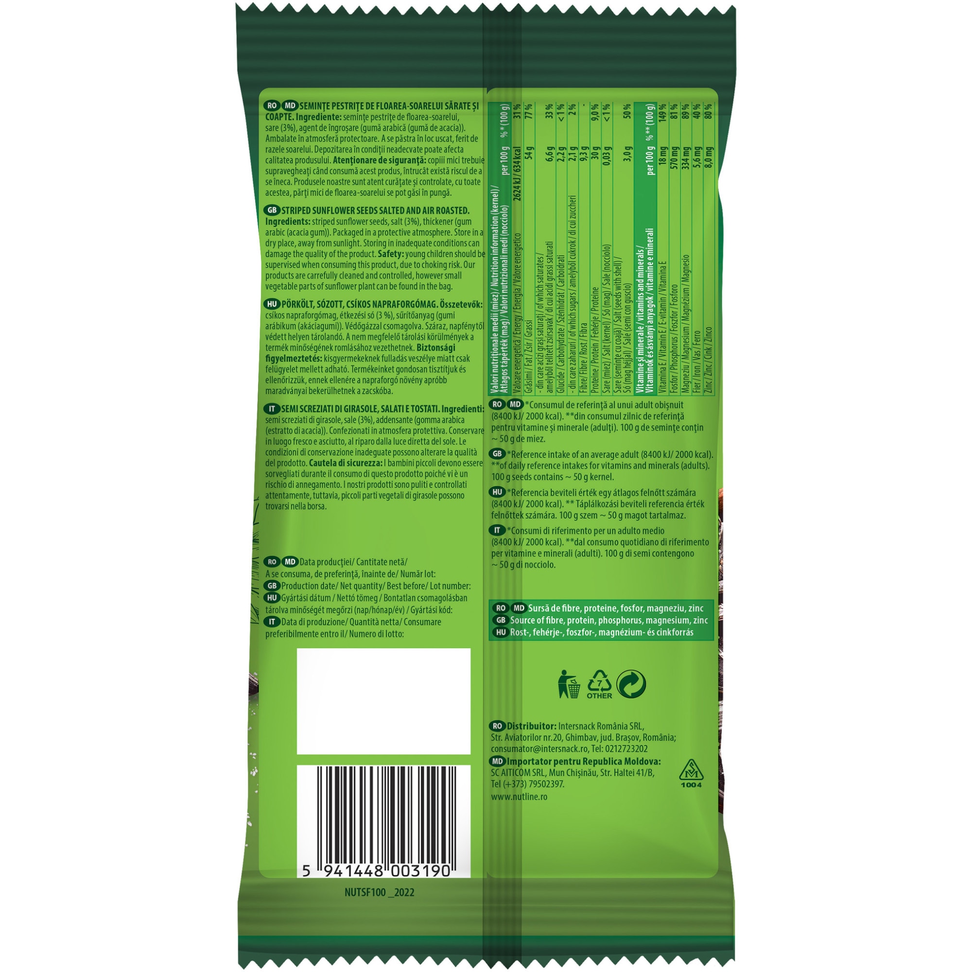 Seminte pestrite cu sare Nutline, 100g - eMAG.ro