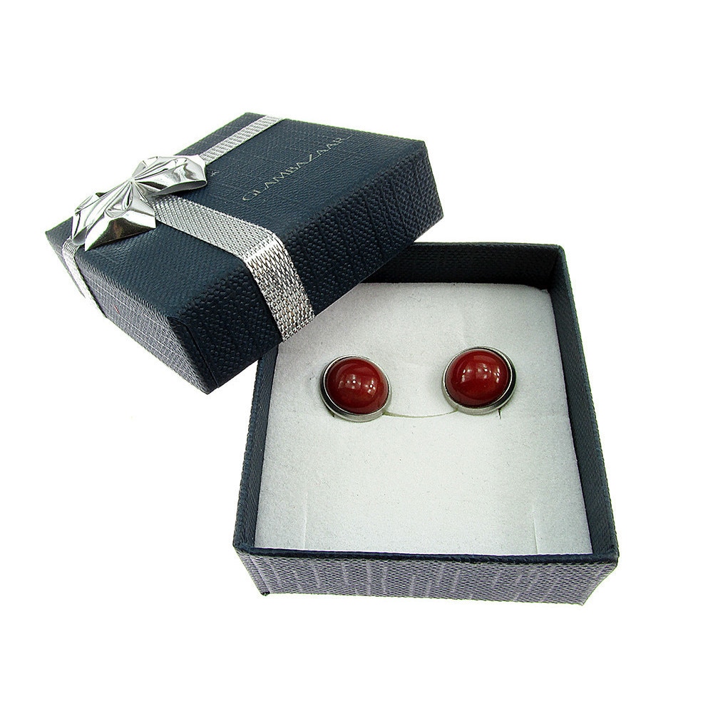 Cercei clips inox cu piatra naturala carneol 10 MM - eMAG.ro