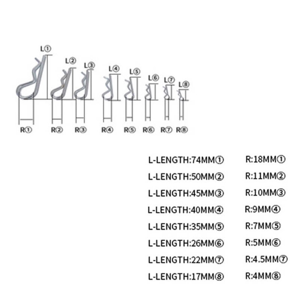 Set 180 bucati sigurante splint tip R, 8 dimensiuni - eMAG.ro
