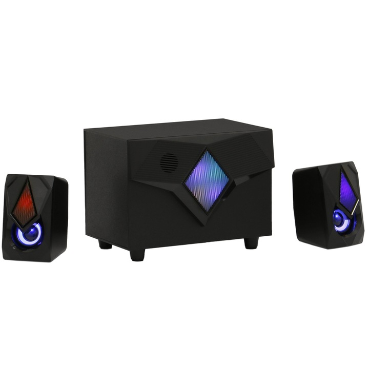 Boxe gaming A+ Kotys, 2.1, Iluminare RGB - eMAG.ro