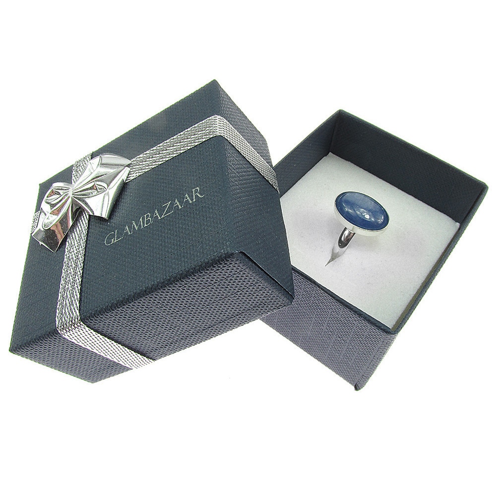 Inel argint reglabil cu kianit natural 14x10 MM, GlamBazaar - eMAG.ro