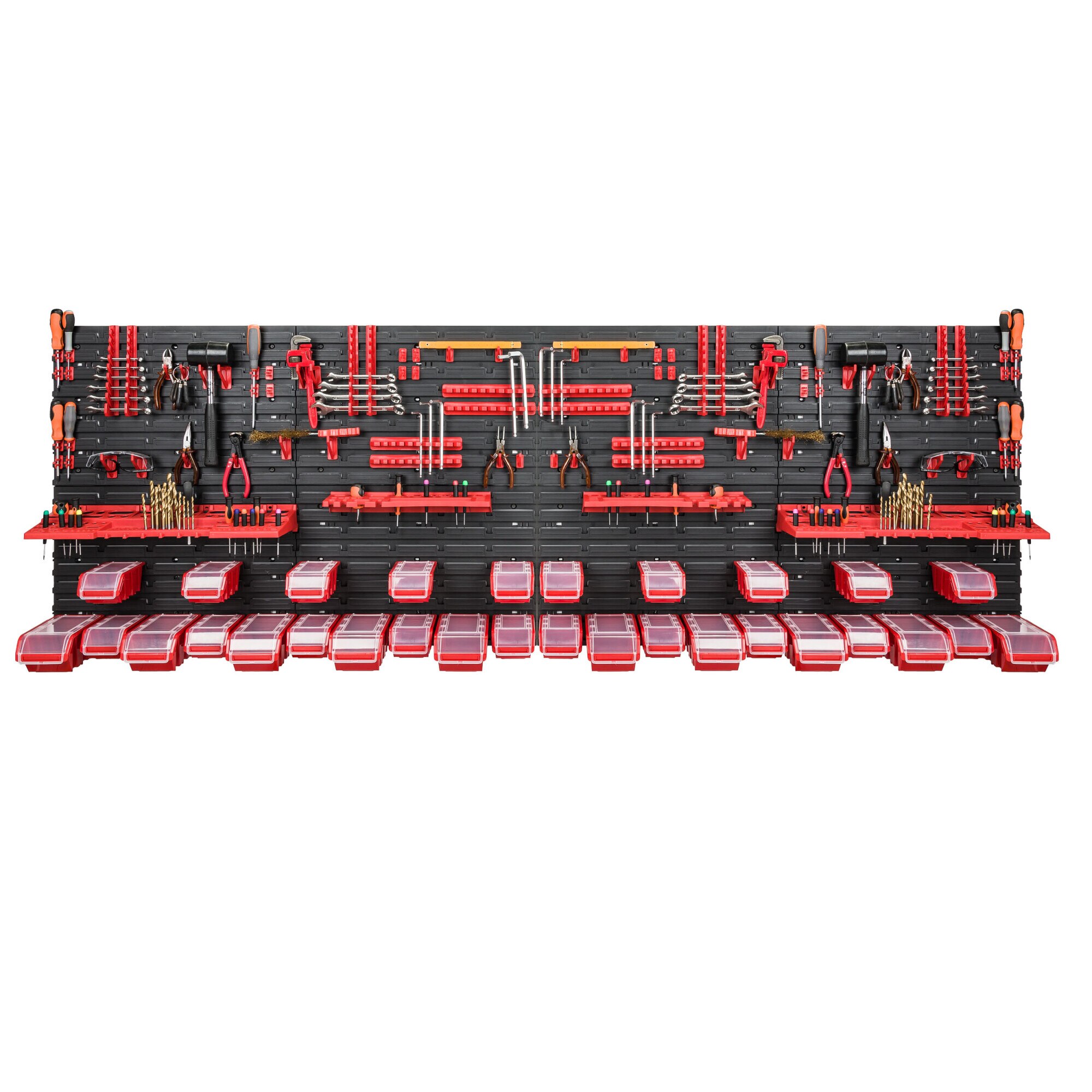 Panou depozitare scule, Botle, 30 compartimente, 230 x 78 cm, Rosu ...