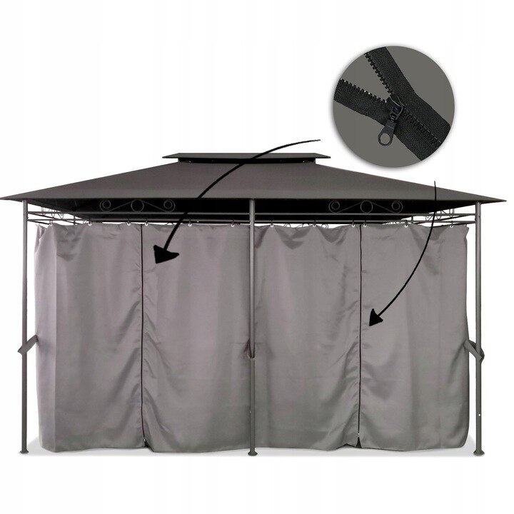Cort Pavilion de Gradina, 6 pereti, 3x4 m, gri - eMAG.ro