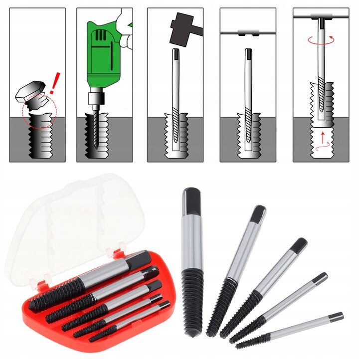 Set 5 burghie extractoare pentru suruburi rupte, Zola®, diferite ...