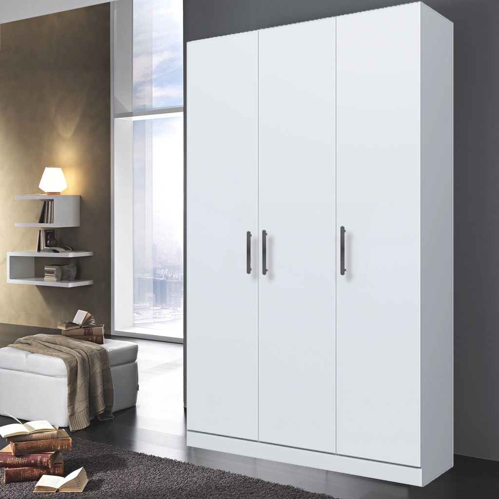 Dulap Amos, Alb, H 200 x L 120 x A 50 cm, 4 polite, 2 bare de haine ...