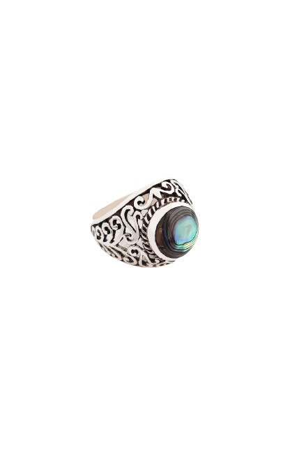Inel dama, argint 925 dantelat cu scoica Paua Abalone, marimea 16 - eMAG.ro